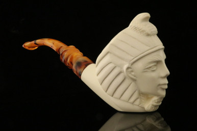 srv King Tut Block Meerschaum Pipe with fitted case