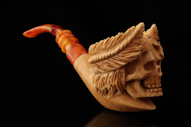 srv - Zeus Skull Meerschaum Pipe with fitted case