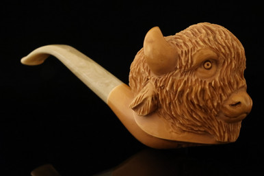 srv Premium - Buffalo Block Meerschaum Pipe by Kenan with fitted case