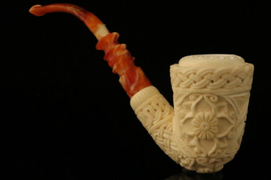 Versailles Hand Carved Block Meerschaum Pipe with case