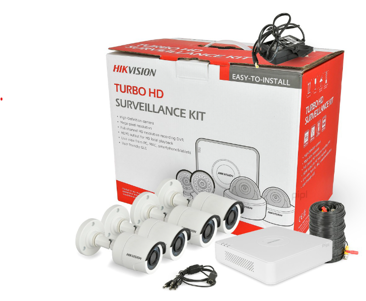 Hikvision DS-J142I/7104HQHI-K1+4CAM DVR Kit with Power for DVR, 4 ...