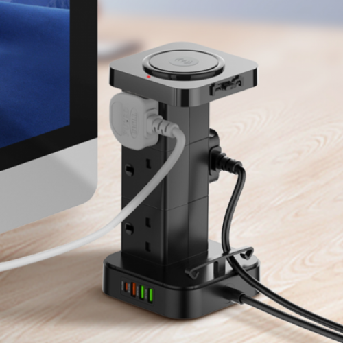 LDNIO 6 Outlet USB Tower Extension Power Socket with 15W Wireless ...