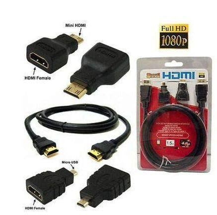 HDTV 3 in 1 (HD to HD, HD to Mini HD, HD Type A to Type D Cable)