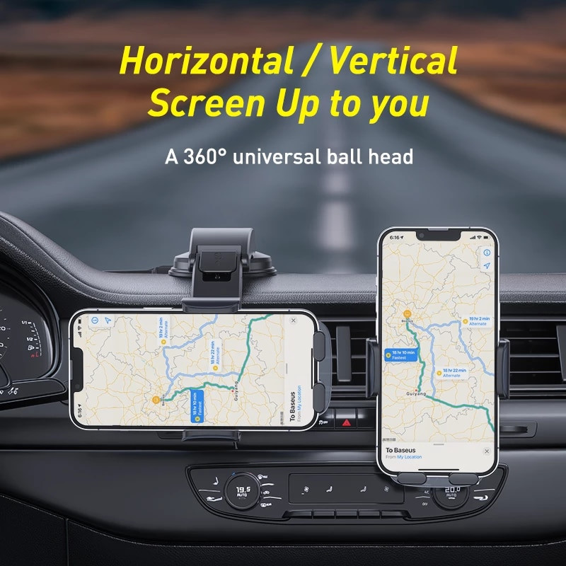 Baseus Car Clamp Phone Holder Air Vent Center Console Mount For Car ...
