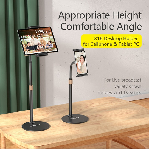 Awei X18 Portable Universal Phone Holder Desk Desktop Metal Foldable ...