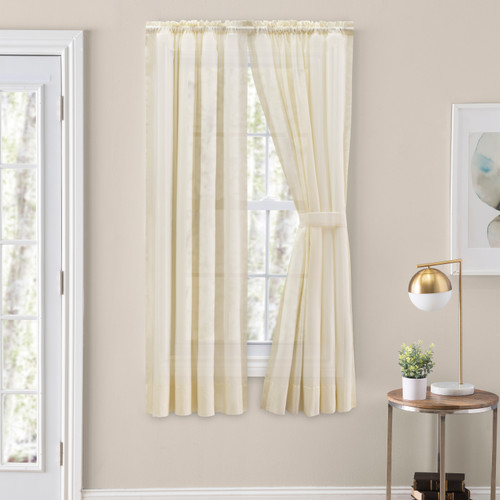 SHADOW STRIPE - PAIR OF TAILORED PANELS WITH TIEBACKS