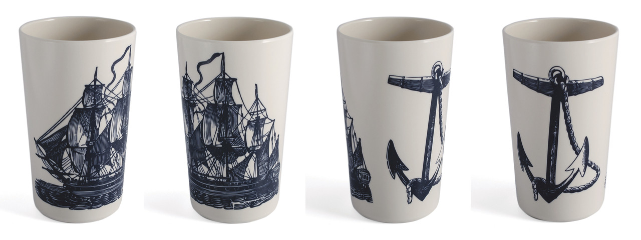 Scrimshaw Coaster Set/4 – Nautical Melamine Tableware - shopthomaspaul.com