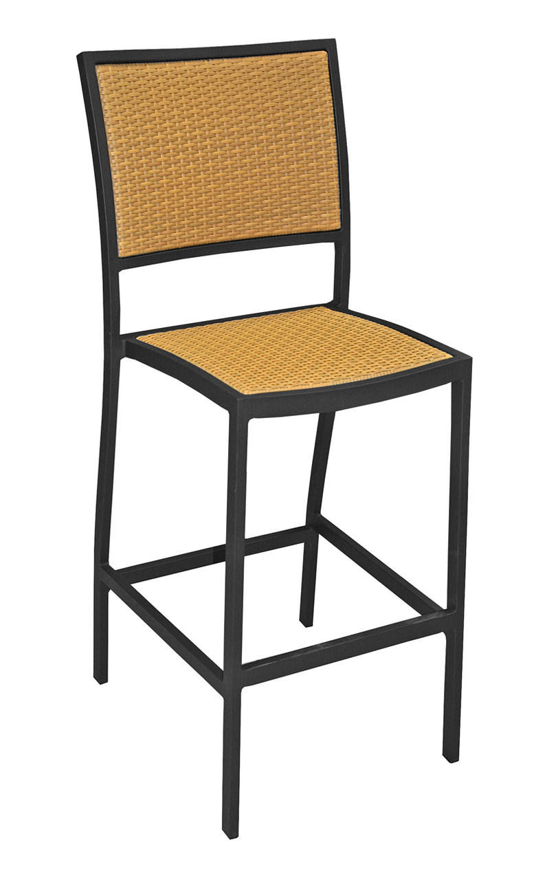 Commercial Aluminum PE Weave Outdoor Restaurant Side Bar Stool with Your Choice of Weave and Frame Color Florida Seating