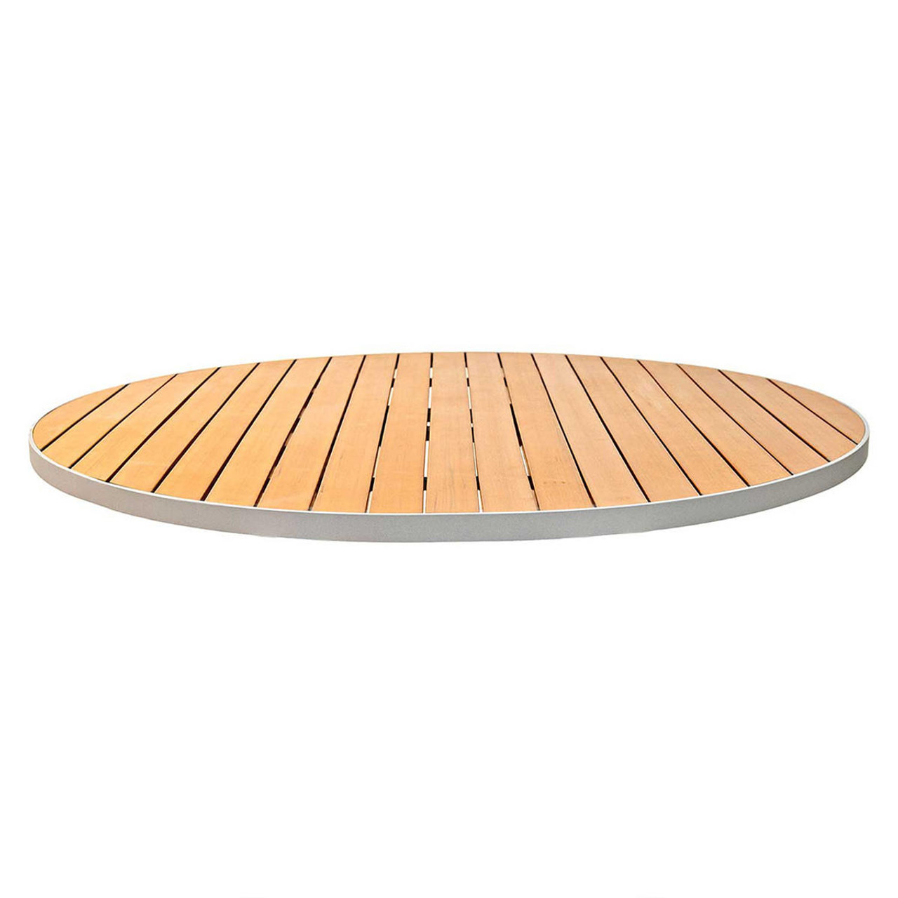 Faux Teak Outdoor Round Table Top with Choice of Aluminum Edge Florida Seating