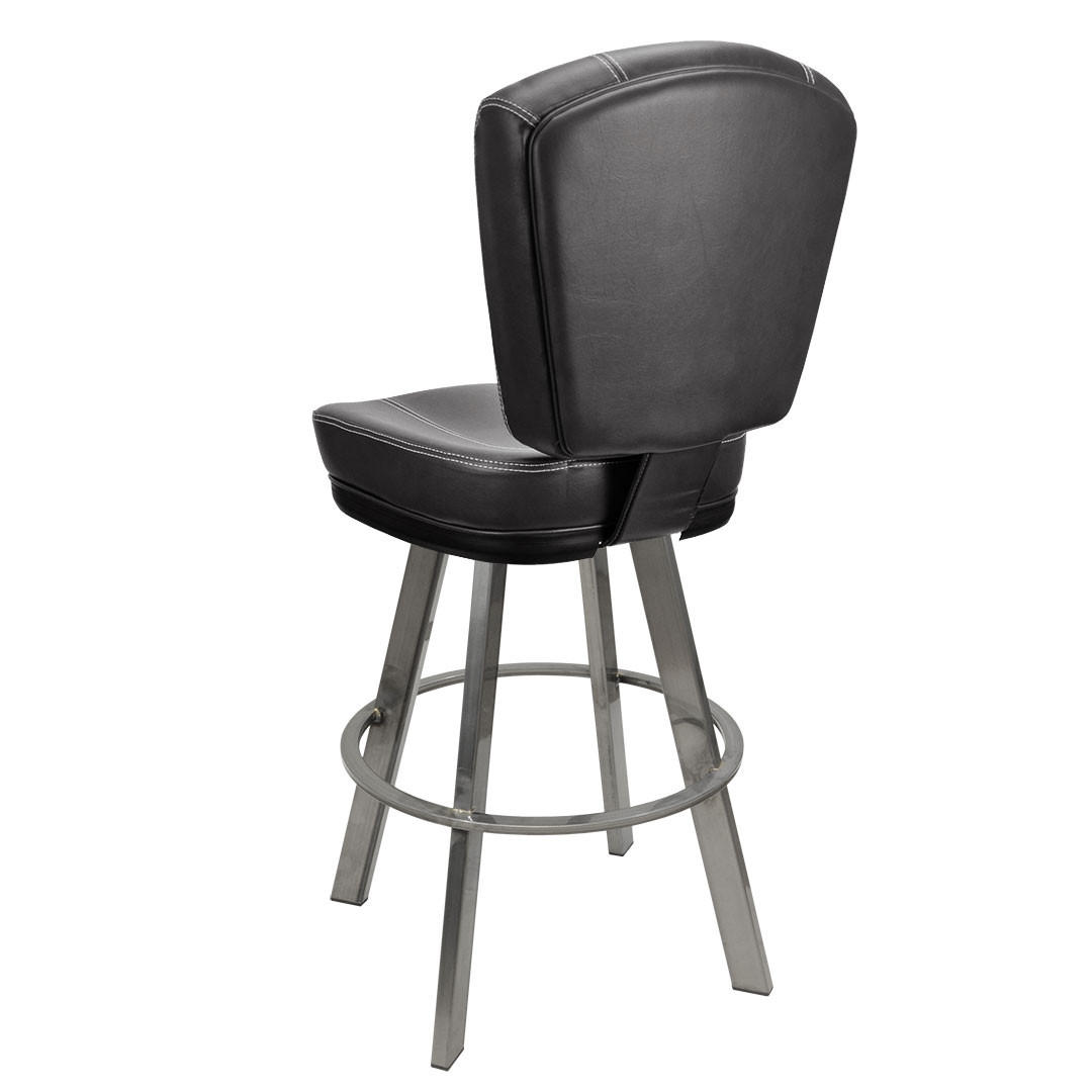 Gladiator Modern 825 Vinyl Bucket Bar Stool on Clear Coat 900 Frame w White Stitching