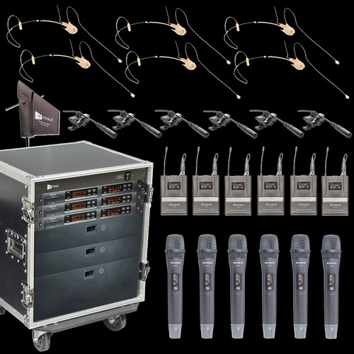 Airwave AT-RS6 TITANIUM 6 Channel Wireless Microphone System Package ...