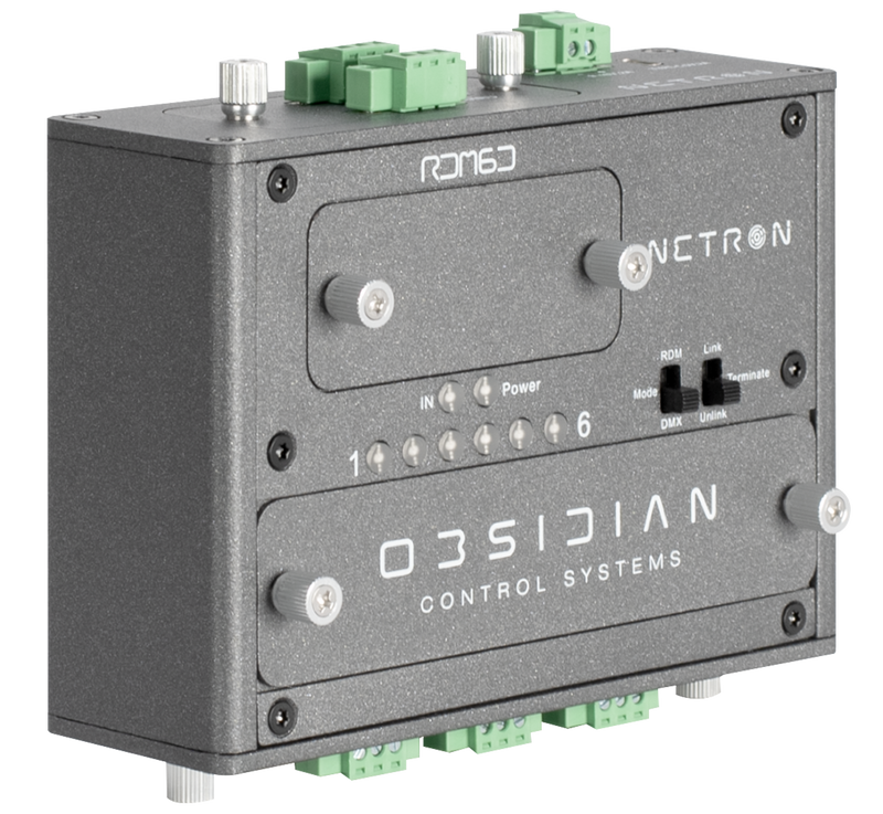 Obsidian RDM6D / DMX / RDM Data Splitter / (RJ45 / Phoenix) DIN-Rail ...