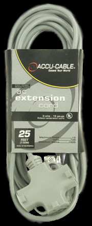 Accu Cable Gray Extension Cord With Triple Tap - 10 FT 16 Gauge ...