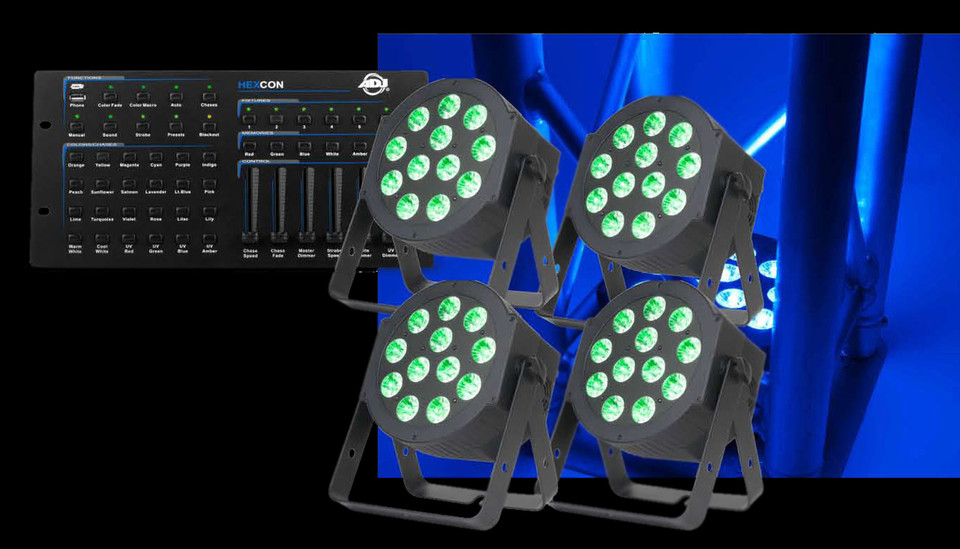 ADJ HEX Par Hexcon PAK 12P Hex Par Can / Hexcon DMX Controller ...