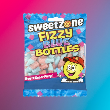 Sweetzone Fizzy Blue Bottles 90g – fruity, chewy Halal sweets with a ...