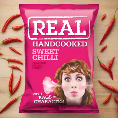 Real Hand Cooked Sweet Chilli 35g Full Box (24 Pack) - Snacking World ...