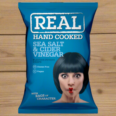 Real Hand Cooked Crisps Sea Salt & Cider Vinegar Crisps 35g Full Box ...