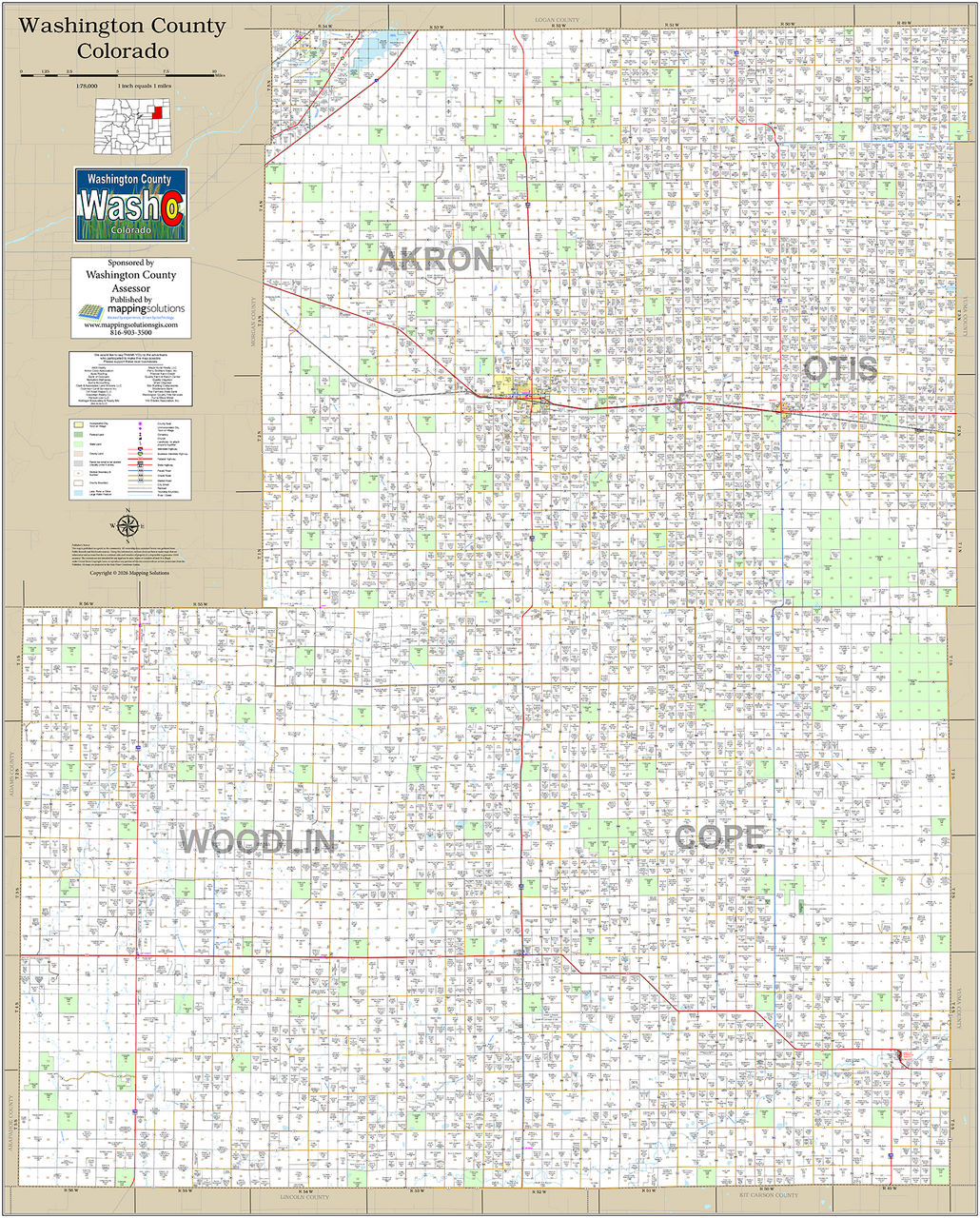 Washington County Colorado 2026 Wall Map | Mapping Solutions