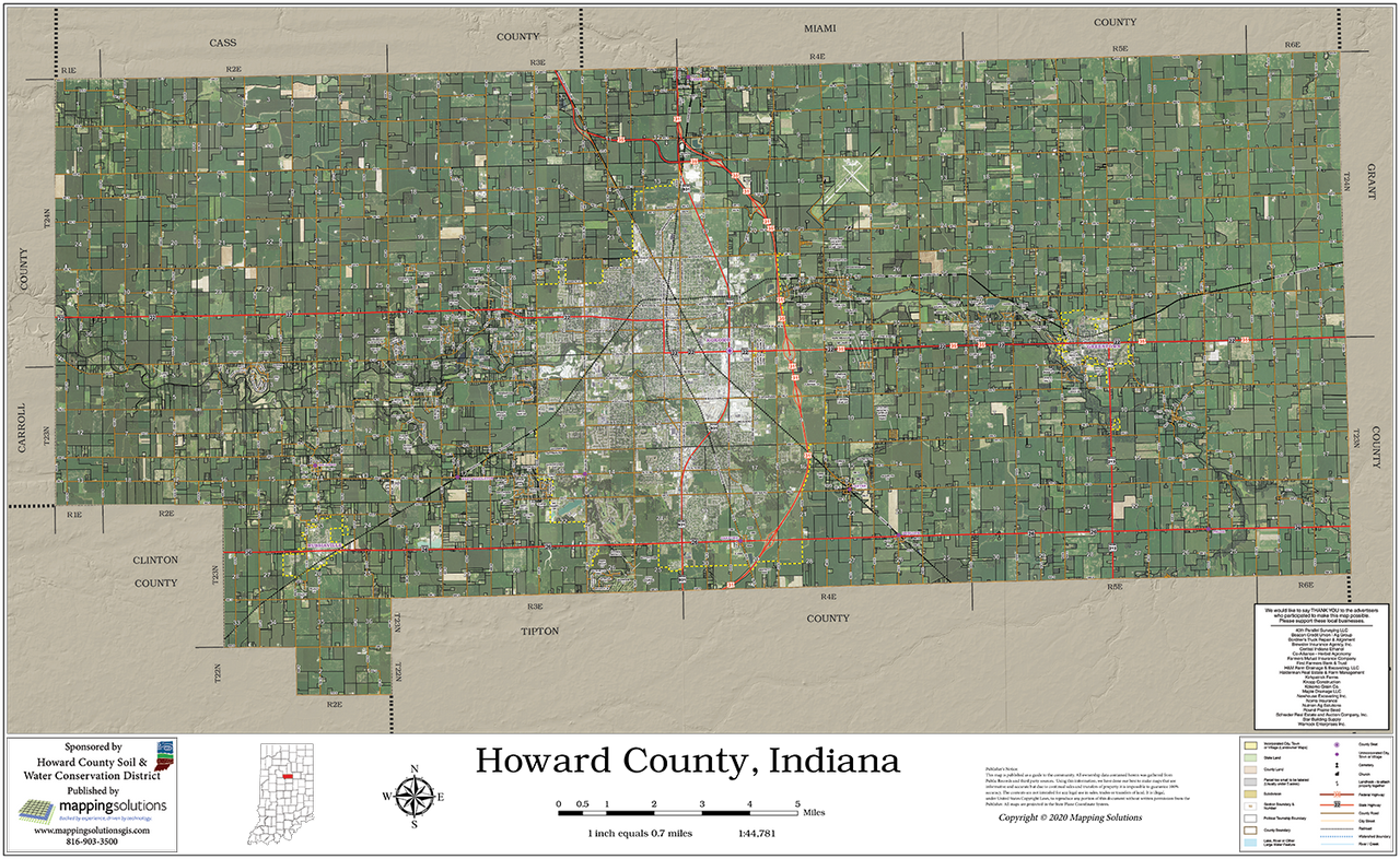 Howard County Indiana 2024 Aerial Wall Map | Mapping Solutions