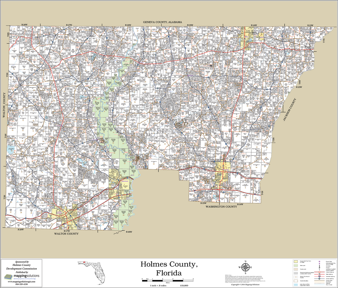 Holmes County Florida 2016 Wall Map, Holmes County Florida Parcel Map ...