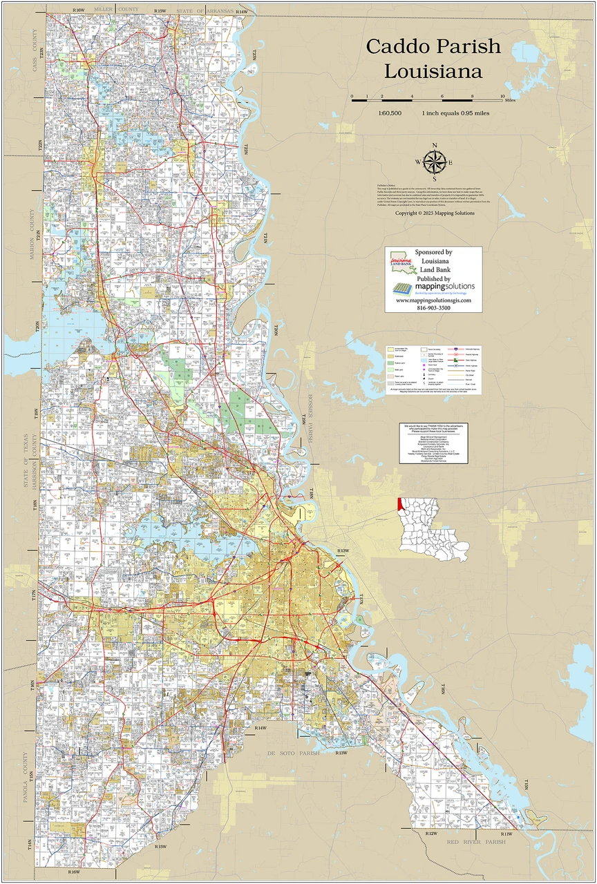 Caddo Parish Louisiana 2025 Wall Map | Mapping Solutions