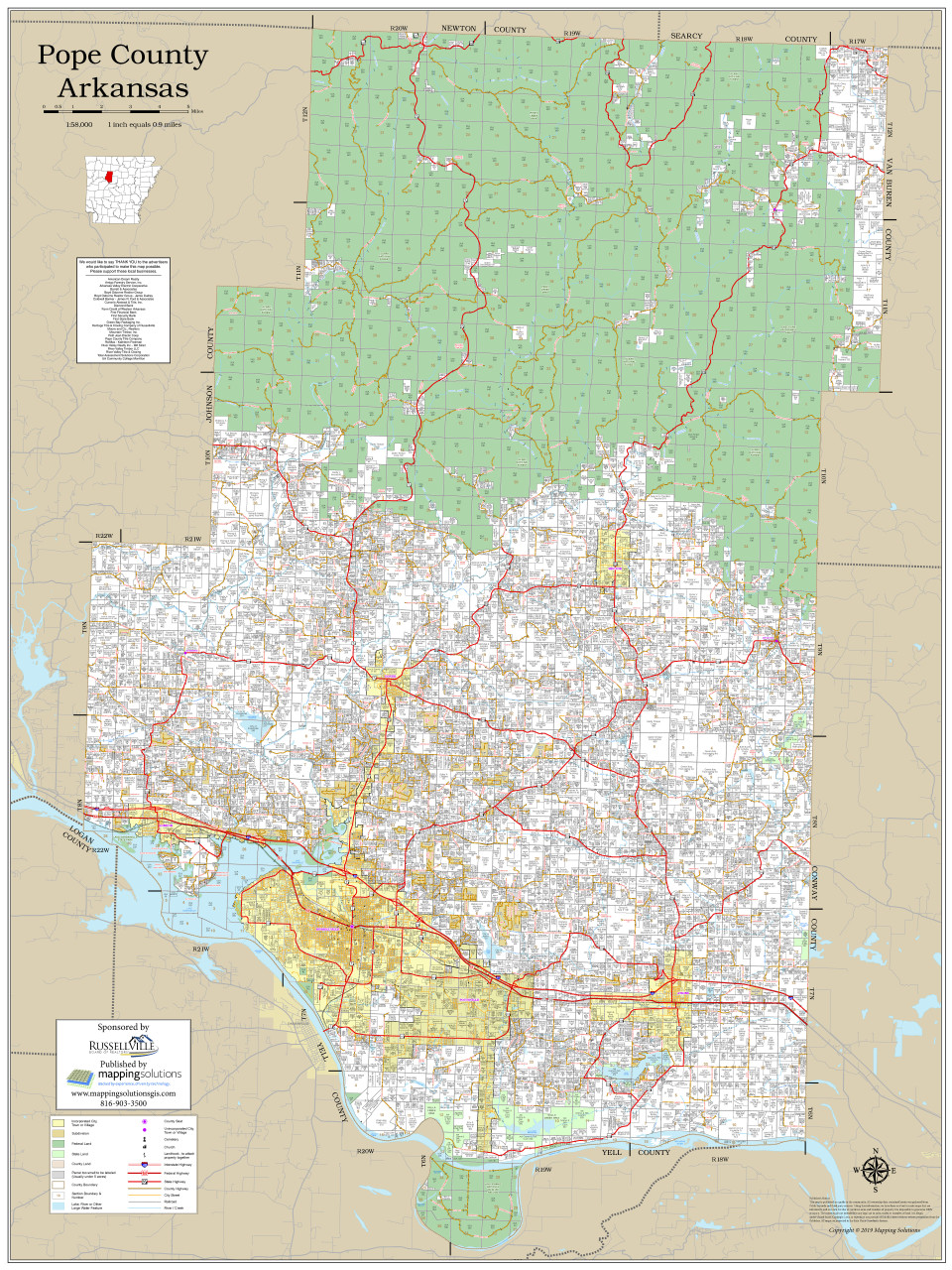 Pope County Arkansas 2019 Wall Map | Mapping Solutions Pope County Arkansas 2019 Wall Map | Mapping Solutions