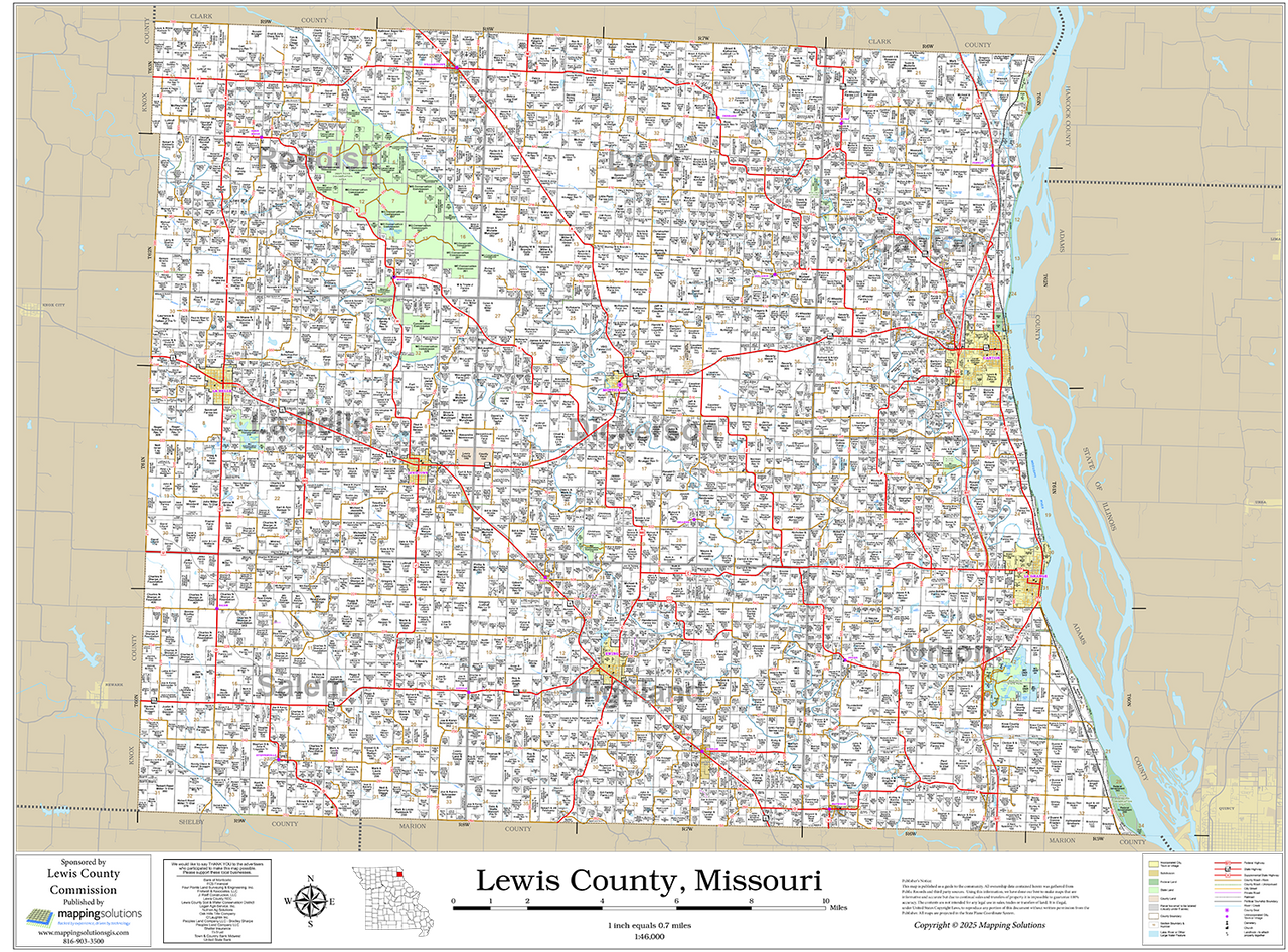 Lewis County Missouri 2025 Wall Map | Mapping Solutions