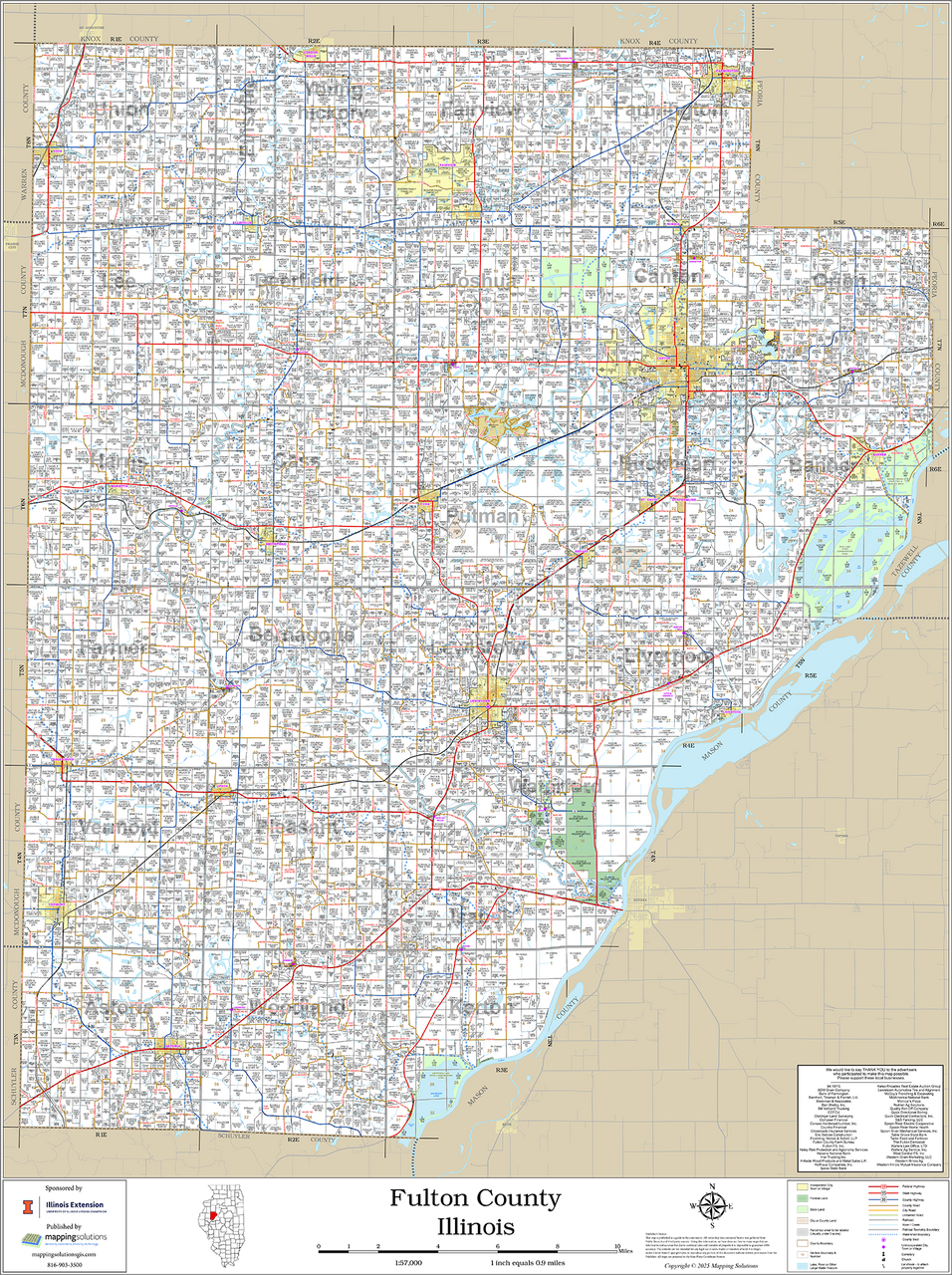 Fulton County Illinois 2025 Wall Map | Mapping Solutions
