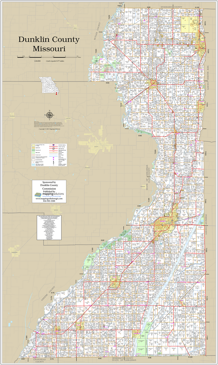 Dunklin County Missouri 2025 Wall Map | Mapping Solutions