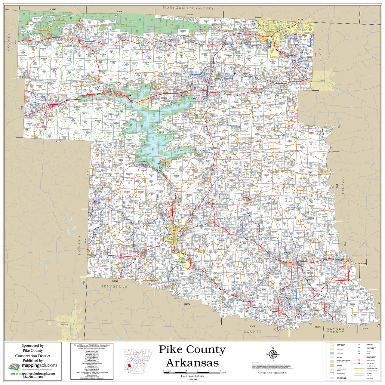 Pike County Arkansas 2025 Wall Map | Mapping Solutions