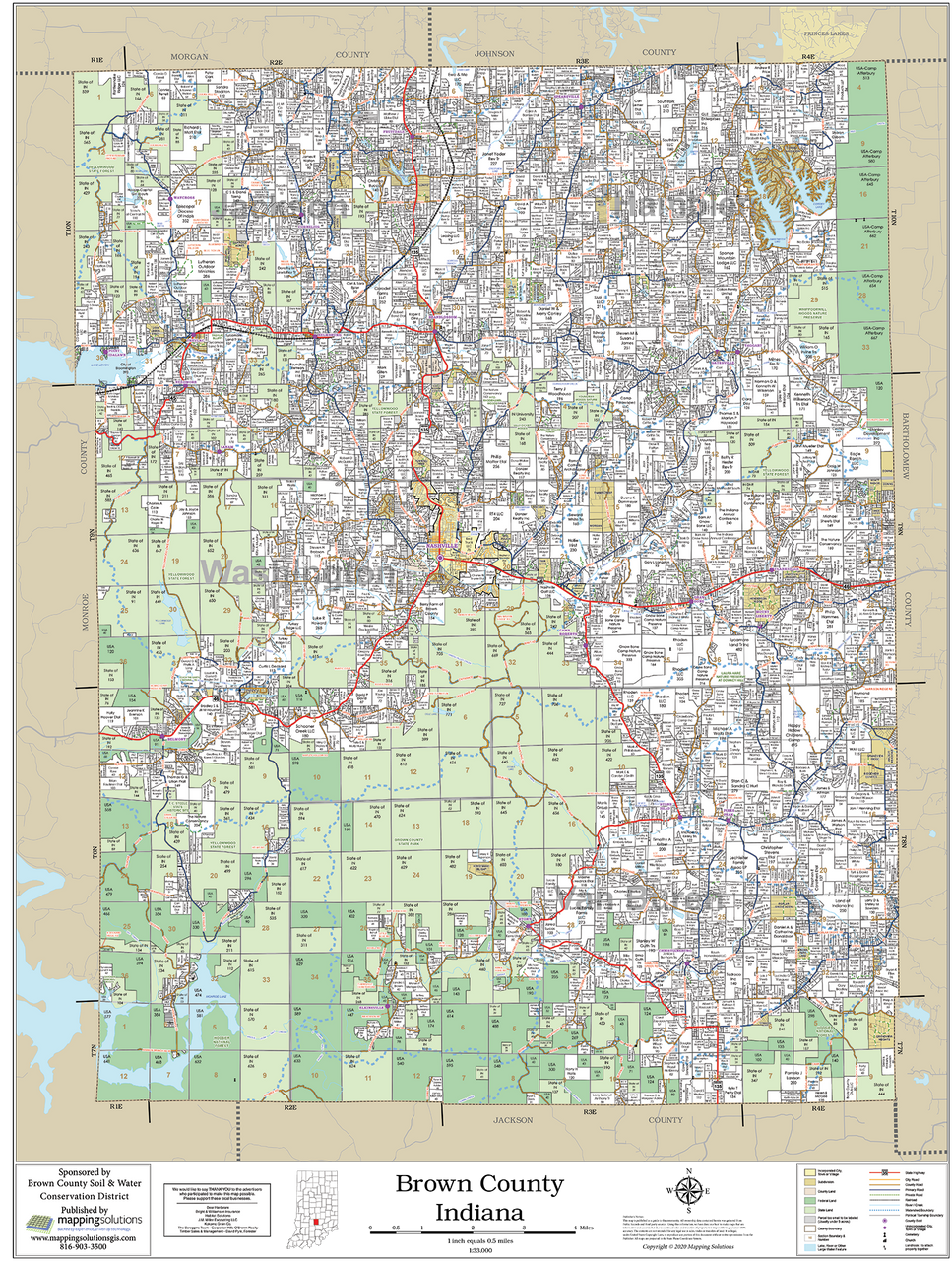 Brown County Indiana City Map Detailed