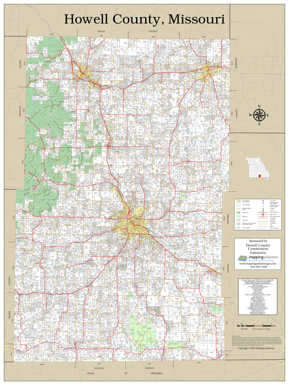 Howell County Missouri 2023 Wall Map | Mapping Solutions Howell County Missouri 2023 Wall Map | Mapping Solutions