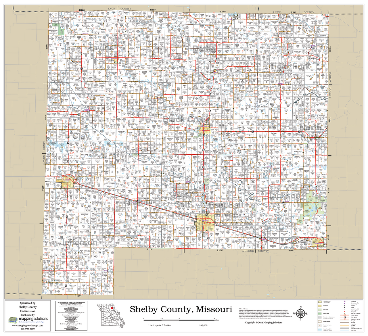 Shelby County Missouri 2025 Wall Map | Mapping Solutions