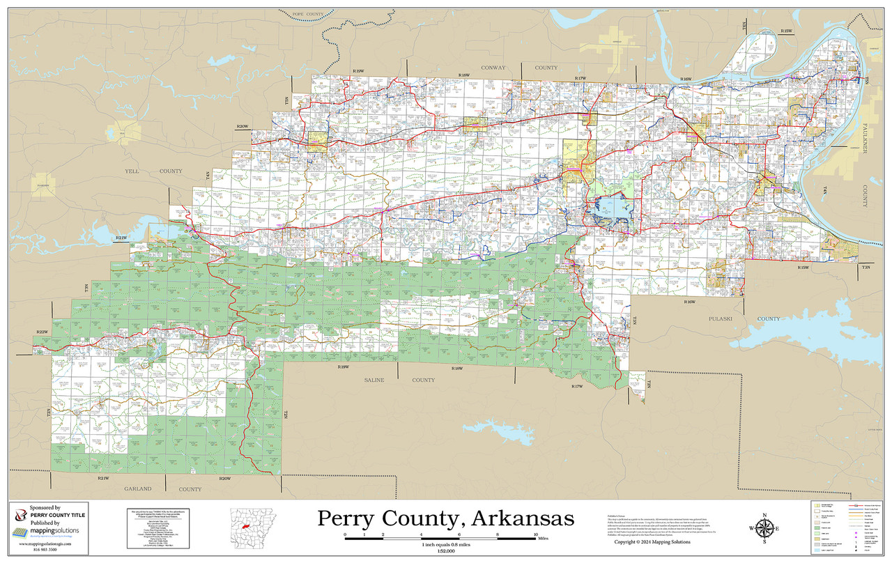 Perry County Arkansas 2024 Wall Map | Mapping Solutions