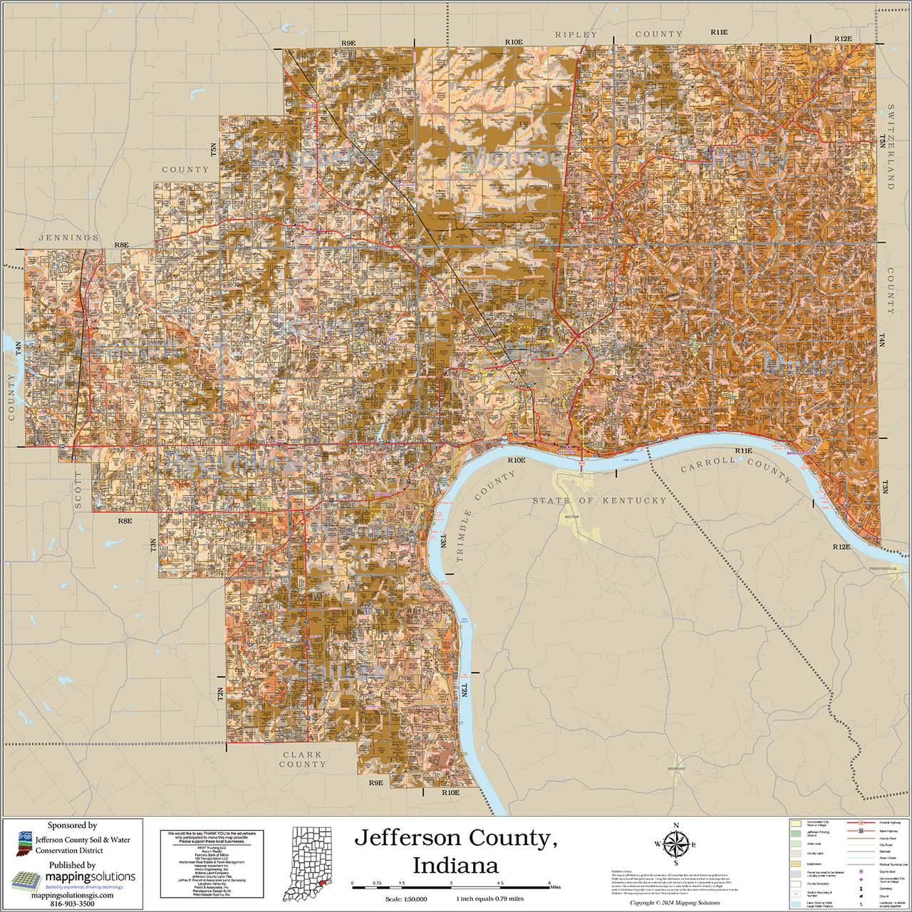 Jefferson County Indiana 2025 Soils Wall Map | Mapping Solutions