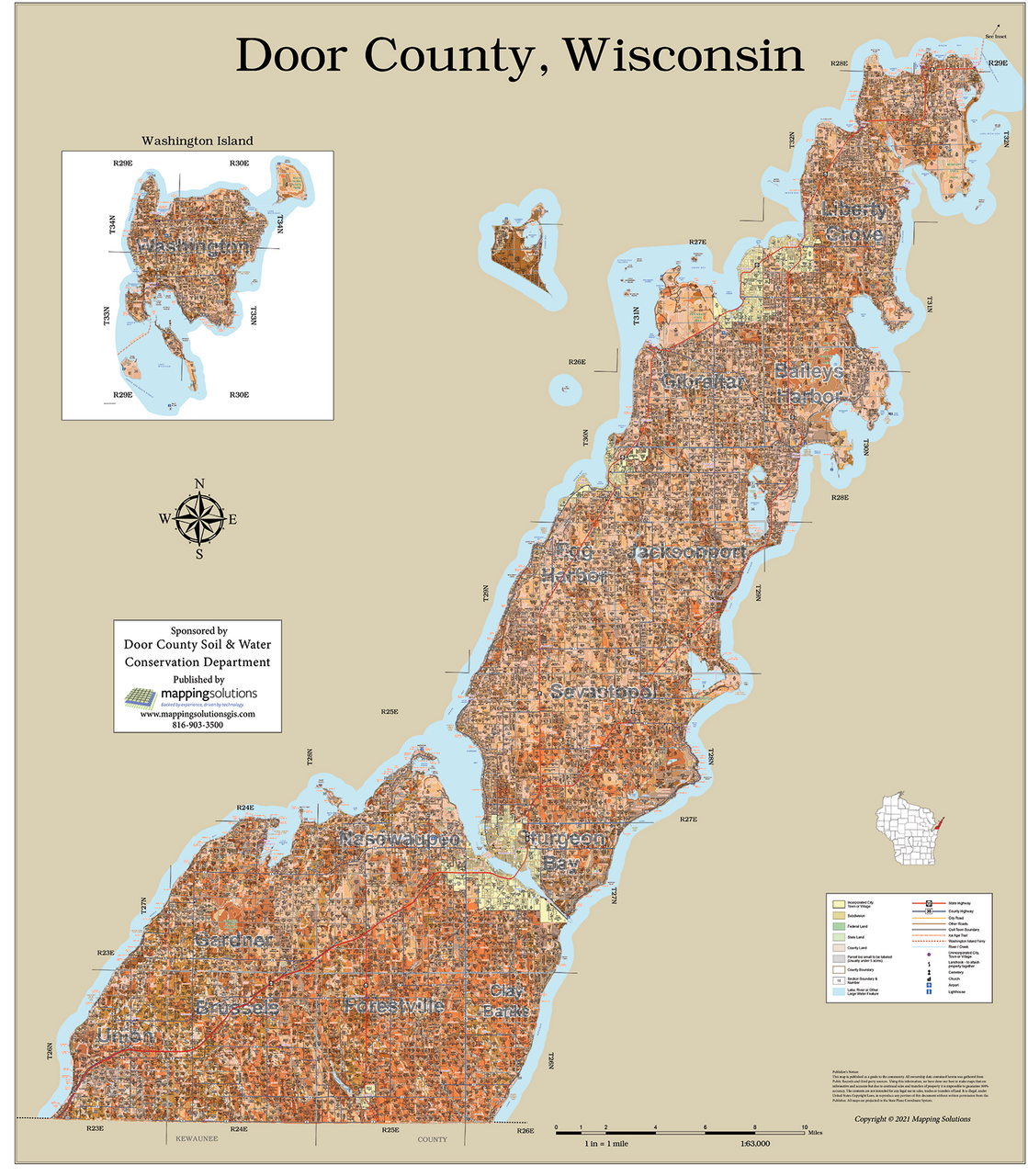 Door County Wisconsin 2025 Soils Wall Map | Mapping Solutions