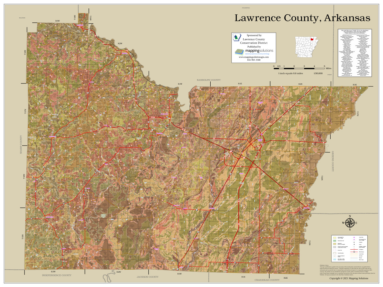 Lawrence County Arkansas 2022 Soils Wall Map | Mapping Solutions