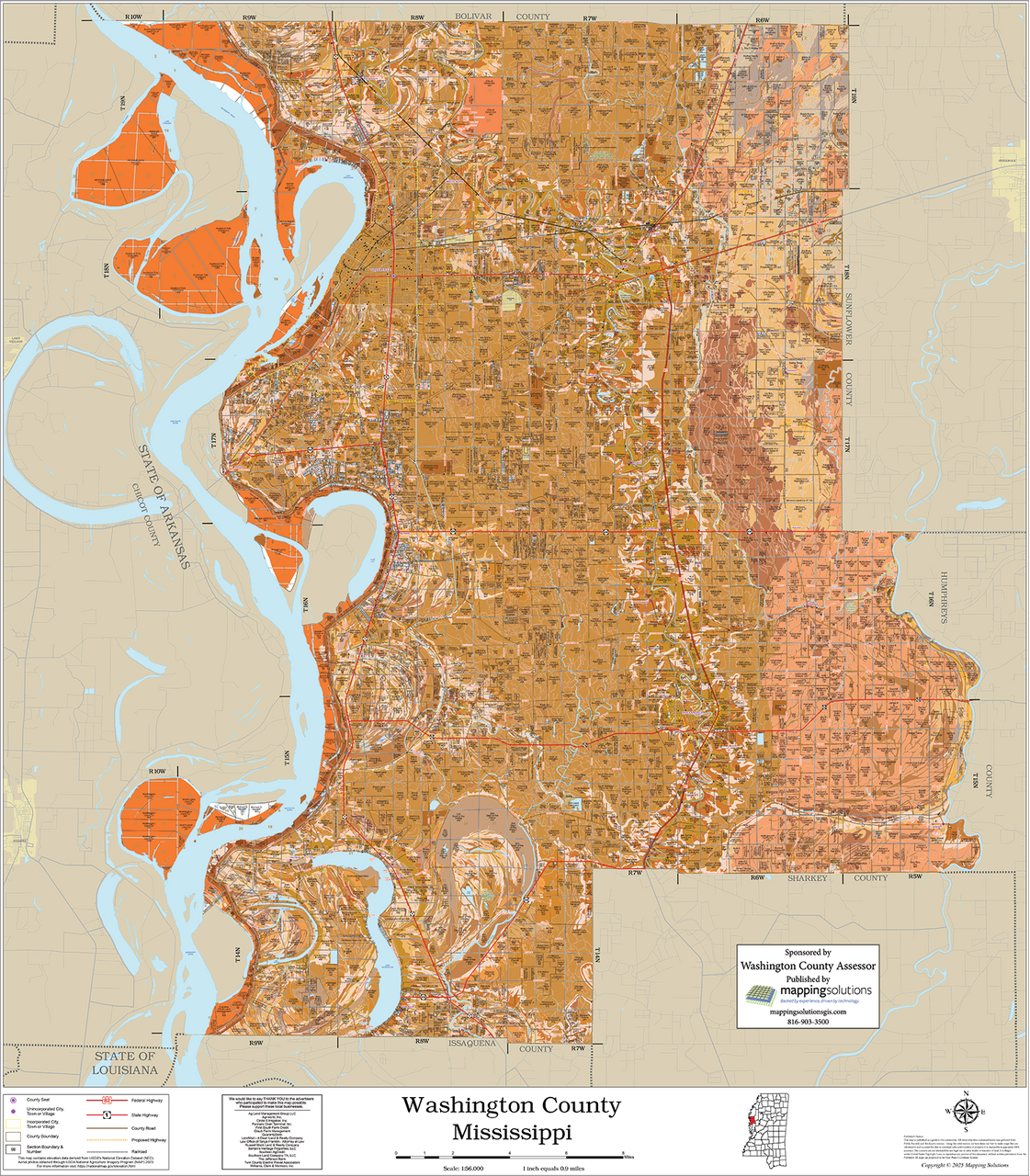 Washington County Mississippi 2025 Soils Wall Map | Mapping Solutions