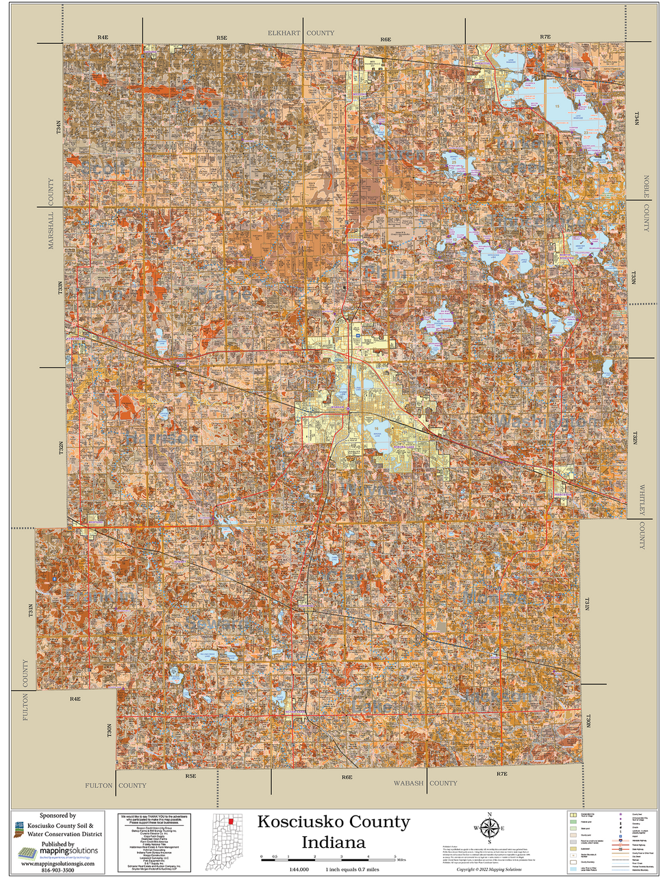 Kosciusko County Indiana 2025 Soils Wall Map | Mapping Solutions