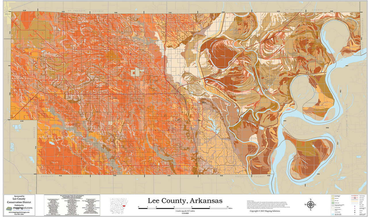Lee County Arkansas 2025 Soils Wall Map | Mapping Solutions