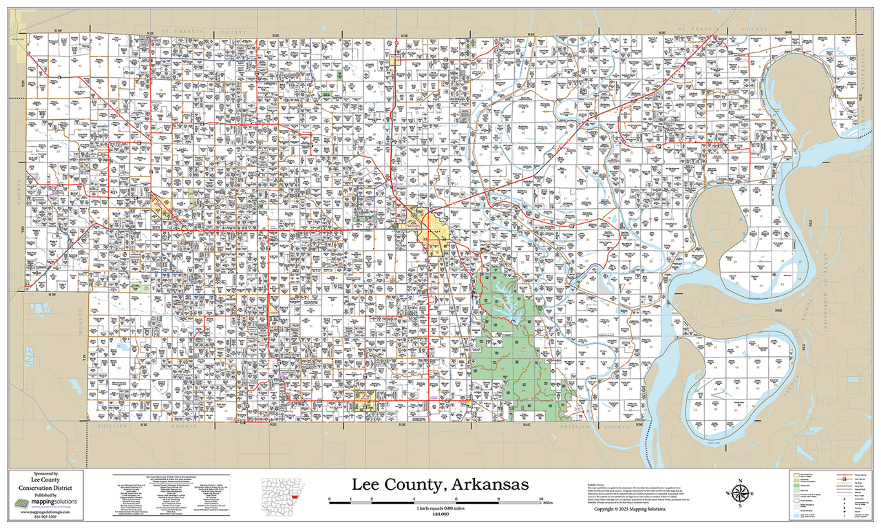 Lee County Arkansas 2025 Wall Map | Mapping Solutions