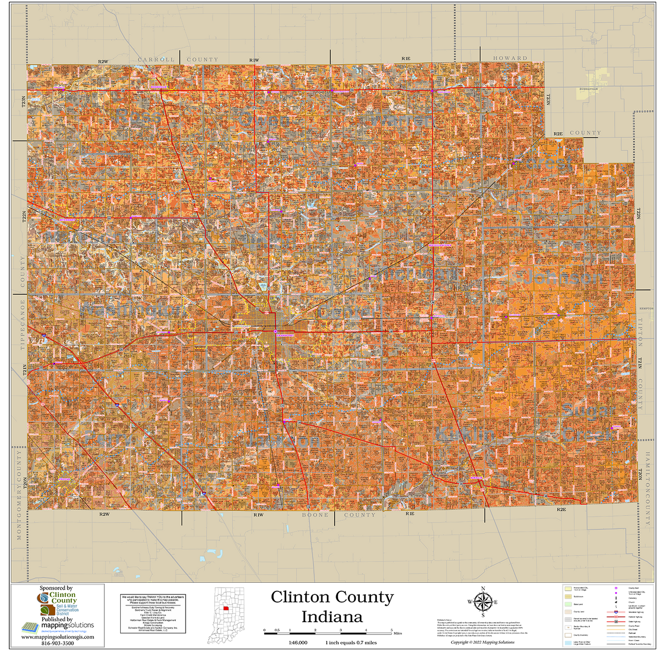 Clinton County Indiana 2025 Soils Wall Map | Mapping Solutions