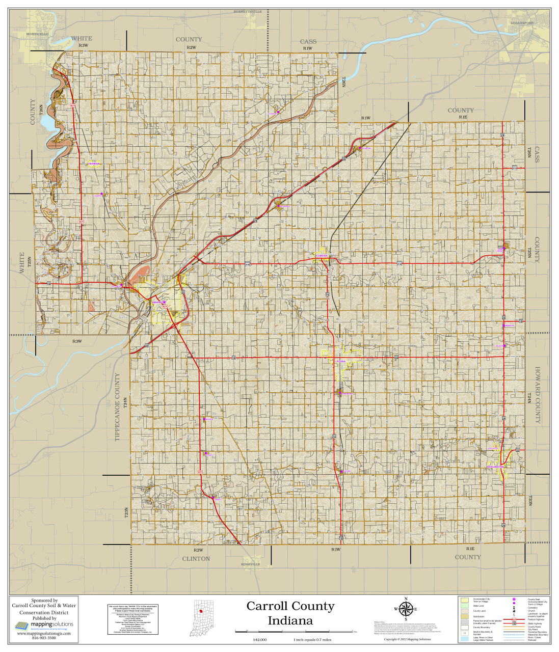 Carroll County Indiana 2022 Soils Wall Map | Mapping Solutions