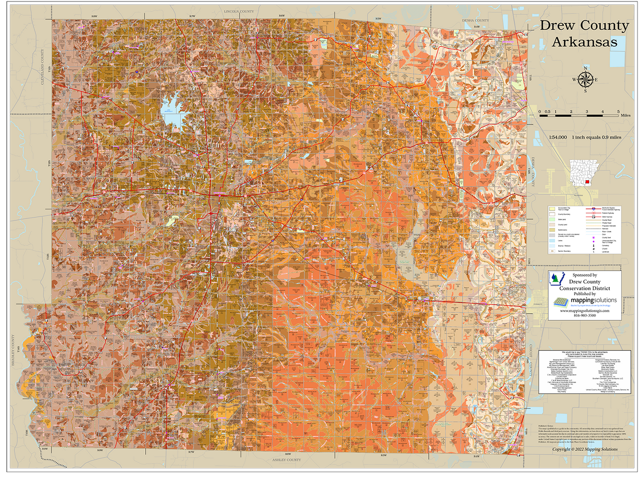 Drew County Arkansas 2025 Soils Wall Map | Mapping Solutions