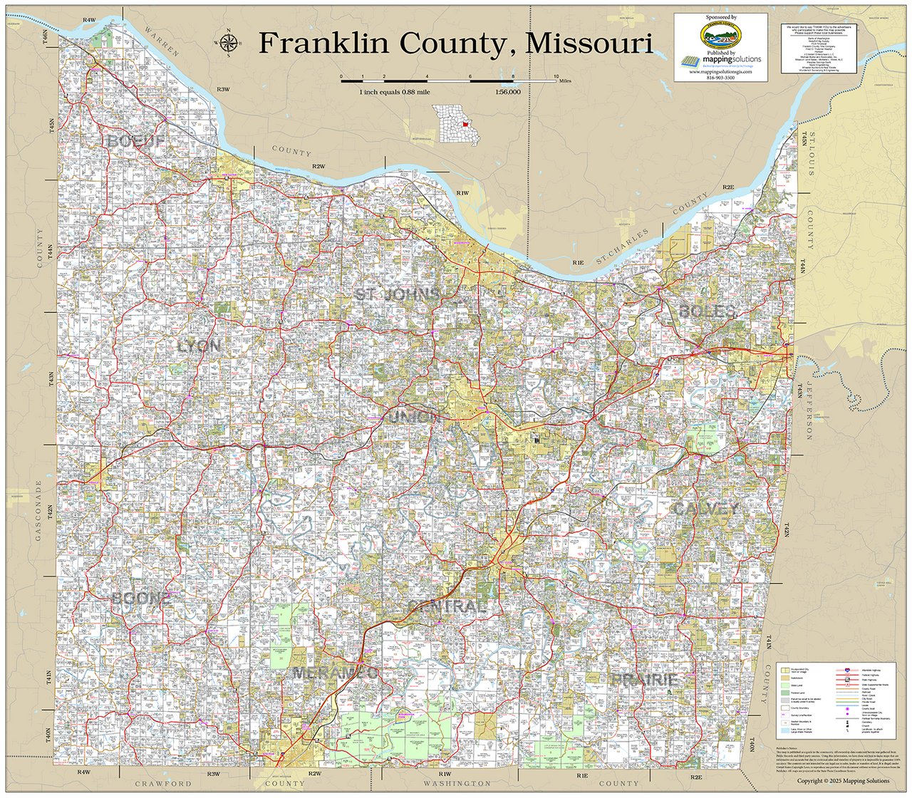 Franklin County Missouri 2025 Wall Map | Mapping Solutions
