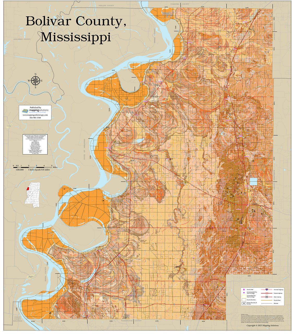 Bolivar County Mississippi 2025 Soils Map | Mapping Solutions