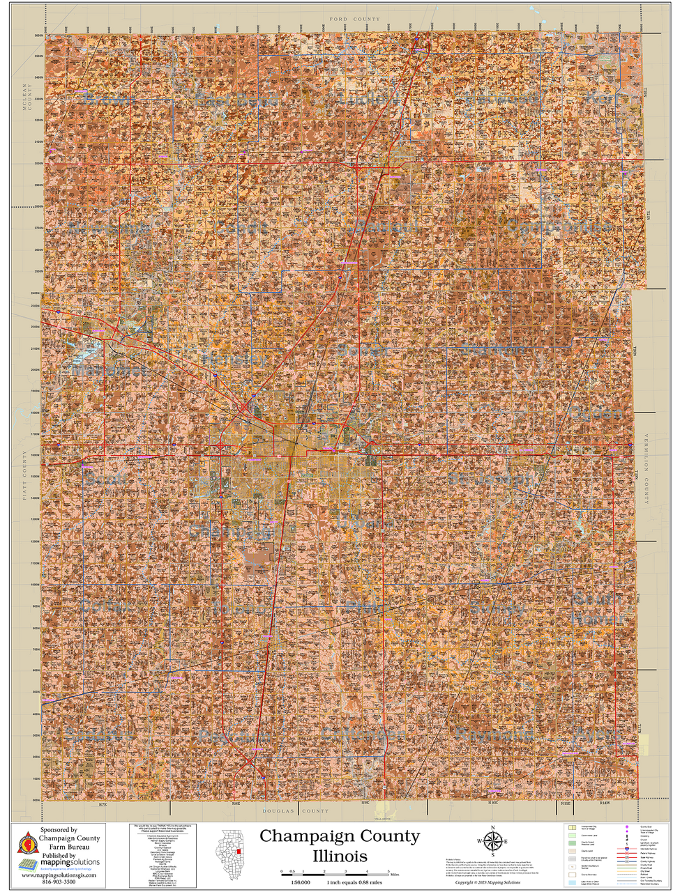 Champaign County Illinois 2026 Soils Wall Map | Mapping Solutions
