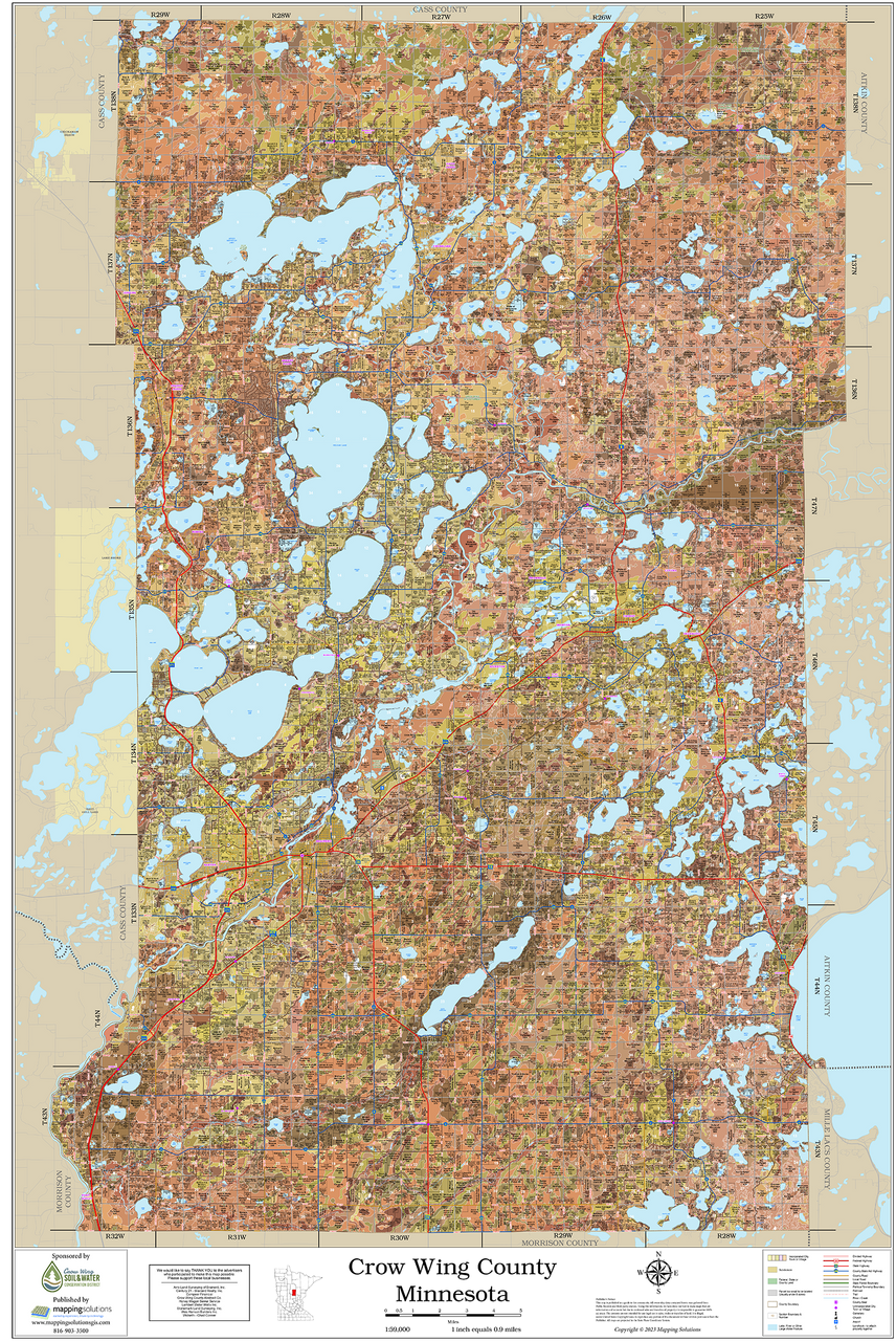 Crow Wing County Minnesota 2025 Soils Wall Map | Mapping Solutions