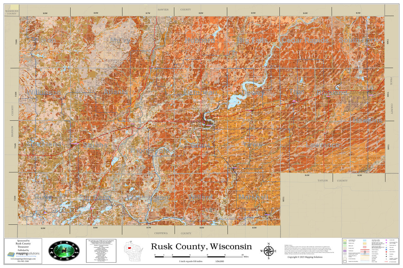 Rusk County Wisconsin 2023 Soils Wall Map | Mapping Solutions