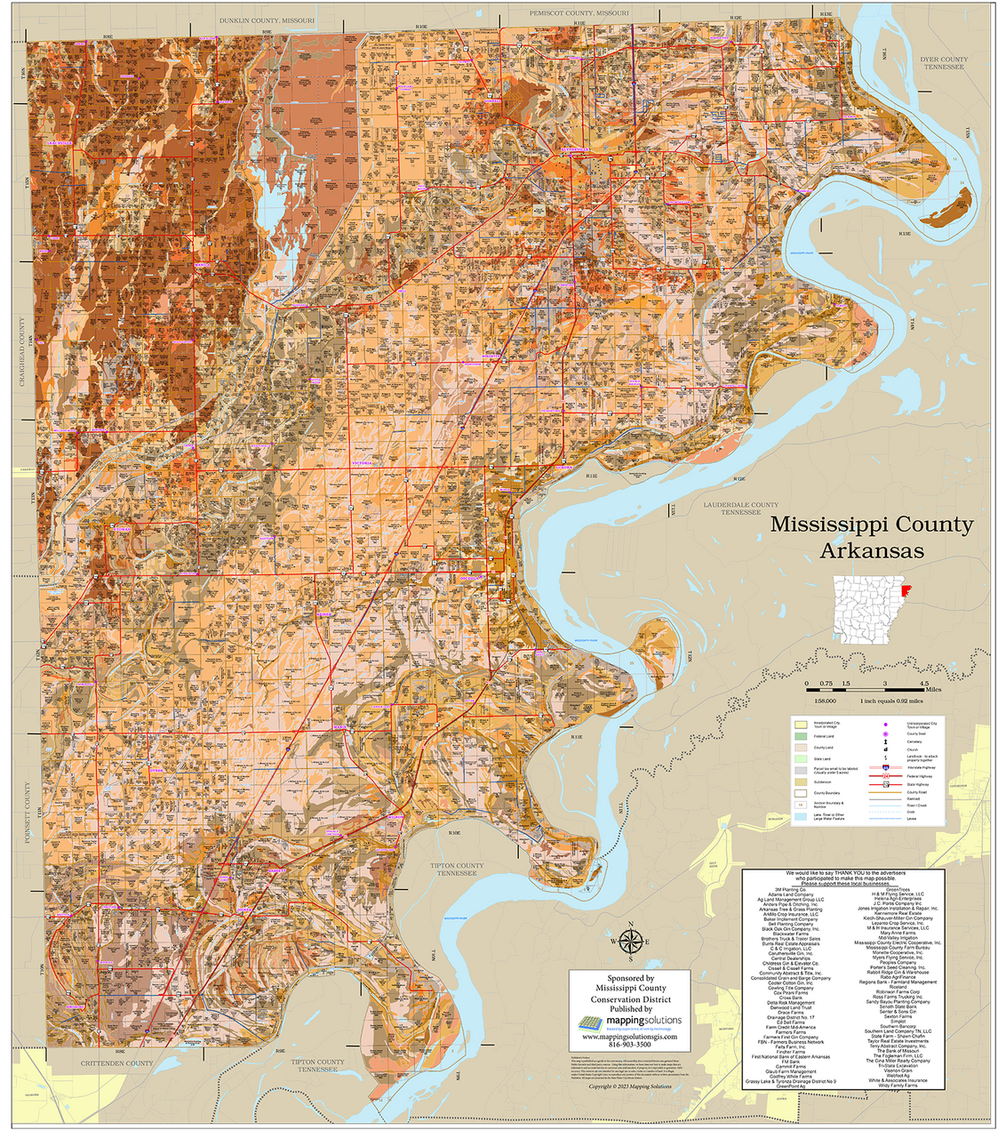 Mississippi County Arkansas 2026 Soils Wall Map | Mapping Solutions